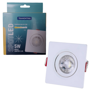 Kit 5 Spot Led Emb Quadrado 5w 6500k Bivolt Branco Frio | Leroy Merlin