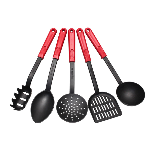 Kit 5 Talheres Utensílios Plástico Cozinha Colheres Barato Vermelho ...