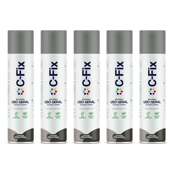 Kit 5 Tintas Spray Cinza Claro Uso Geral Inte/ext 400ml Cfix | Leroy Merlin