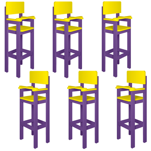 Kit 6 Cadeiras Alta Refeição Infantil Criança Restaurante Lanchonete ...