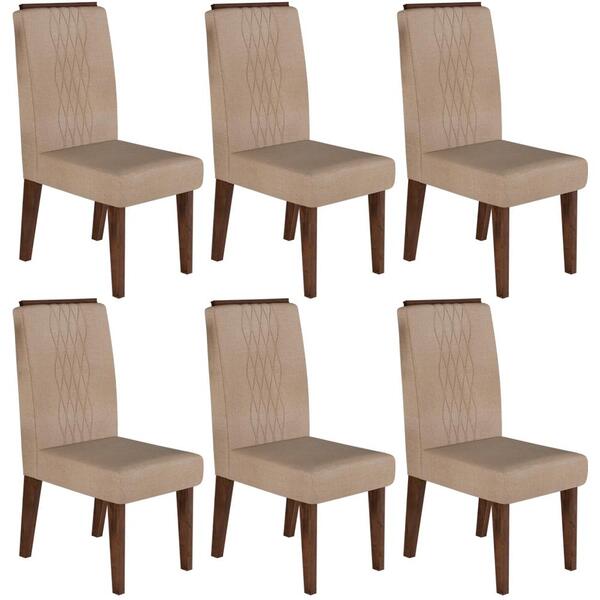 Kit 6 Cadeiras De Jantar 23152 Tronco Ripado Suede Cinza Dj Moveis ...