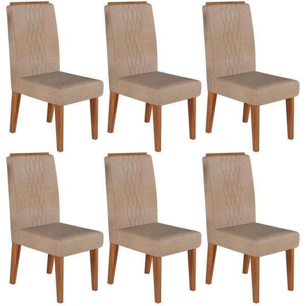 Kit 6 Cadeiras De Jantar 23152 Tronco Ripado Suede Cinza Dj Moveis ...