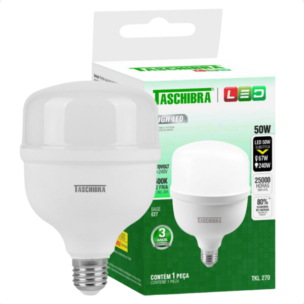 Kit 6 Lâmpadas High Led Tkl 50w Taschibra E27 Bivolt 4000k Neutro | Leroy Merlin