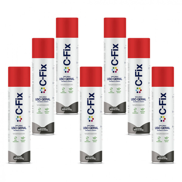 Kit 7 Tintas Spray Vermelho Uso Geral Inter/exter 400ml C-fix | Leroy ...