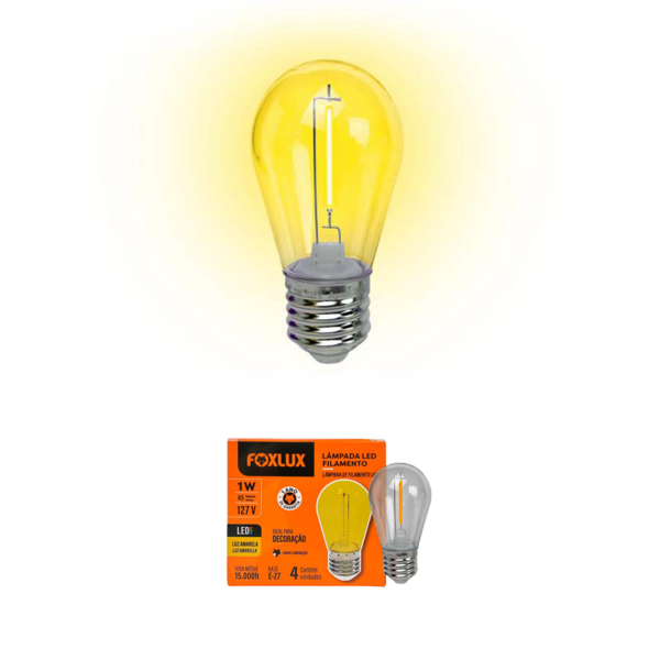 Kit 8 Lâmpada De Filamento Foxlux E-27 1w 127v Amarelo | Leroy Merlin