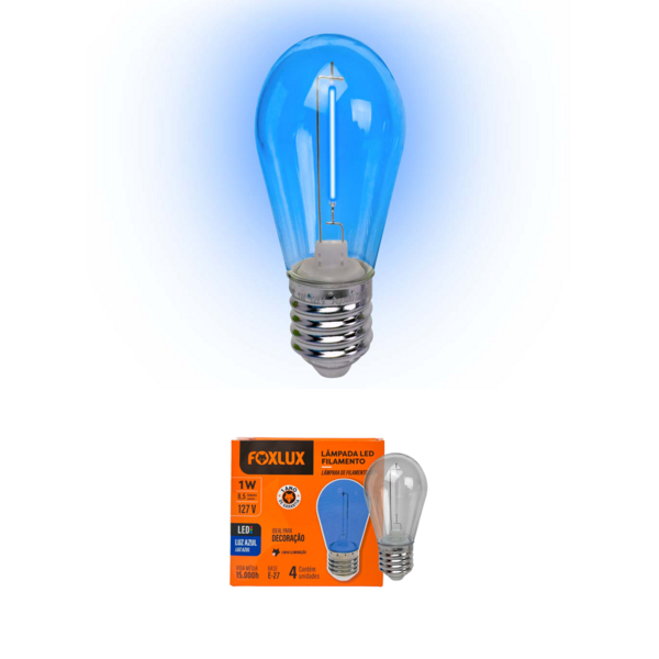 Kit 8 Lâmpada De Filamento Foxlux E-27 1w 127v Azul | Leroy Merlin