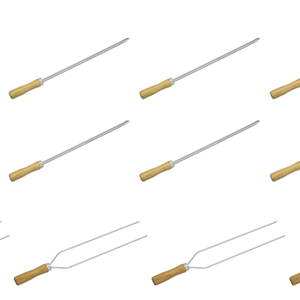 Kit 8 Mini Espeto Simples + 4 Duplo Churrasco 39 Cm Churrasquinho ...