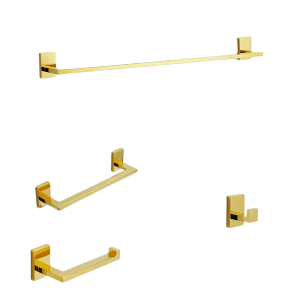 Kit Acessórios 4 Peças Aço Inox Dourado Conjunto De Banheiro | Leroy Merlin