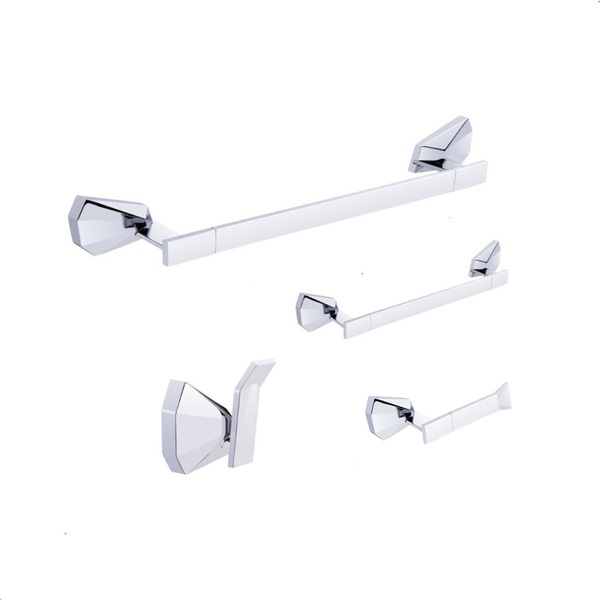 Kit Acessórios Para Banheiro 4 Peças Diamante Metal Cromado | Leroy Merlin