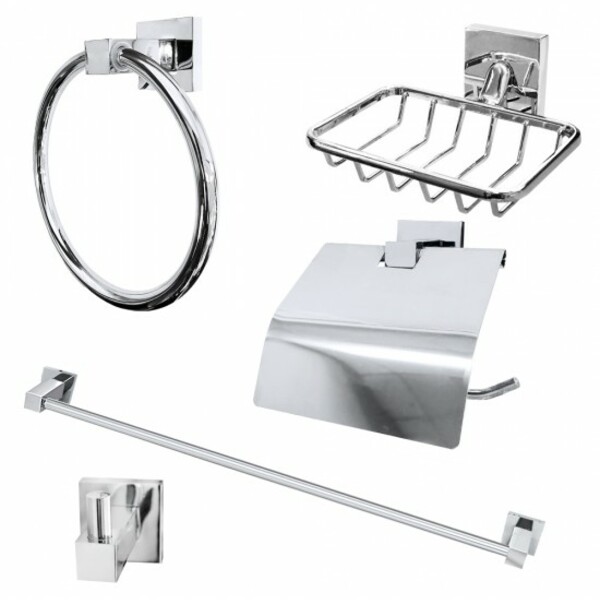 Kit Acessórios Square Quadrado 5 Peças Aluminio Cromado - Esteves ...
