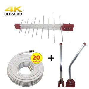 Kit Antena Digital 4k Externa Log 20 Elementos Mastro 45 Cm Cabo ...