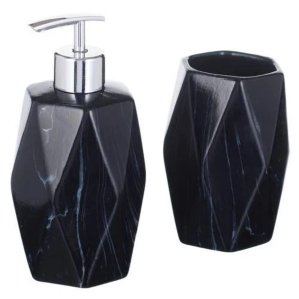 Kit Banheiro Lavabo Pia Decorado Moderno Organizador 2 Peças Preto5390 ...