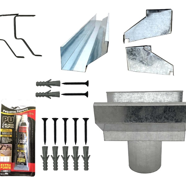 Kit Calha Telhado Beiral 2 Metros - Calha Galvanizada | Leroy Merlin