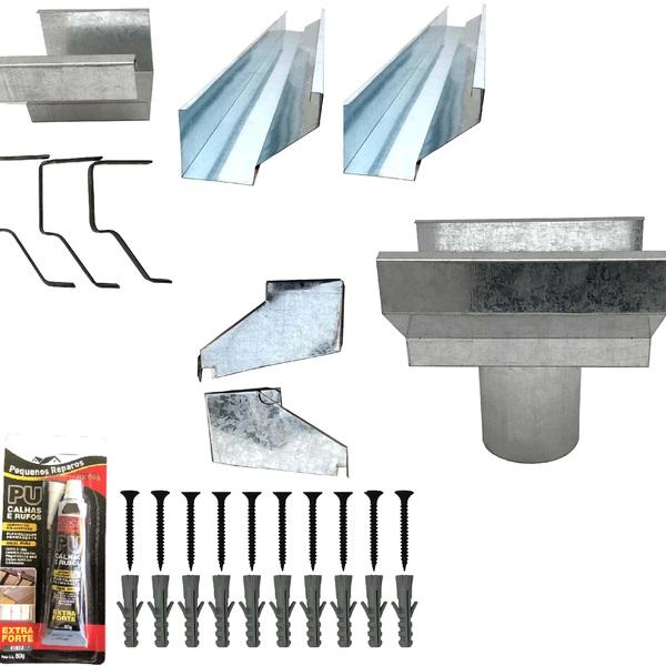 Kit Calha Telhado Beiral 4 Metros - Calha Galvanizada | Black Friday ...