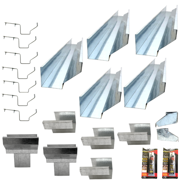 Kit Calha Telhado Beiral 9m Galvanizada Suporte Prolongado Bocal ...