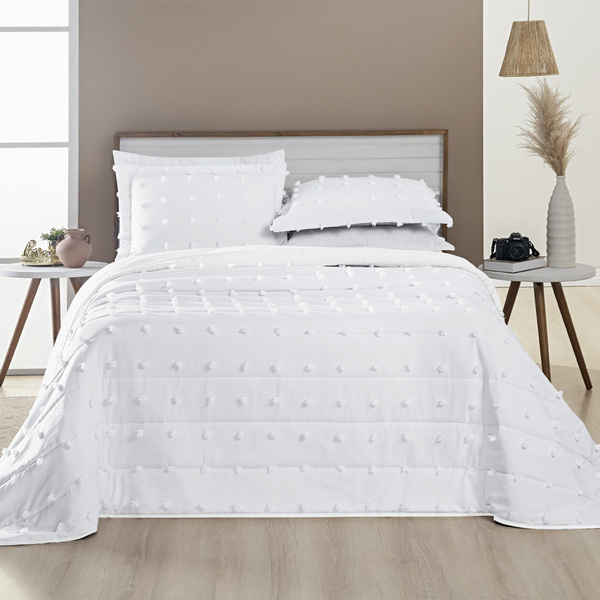 Kit Cobre Leito Colcha Alexa Pompom Queen Dupla Face Micropercal 3 ...