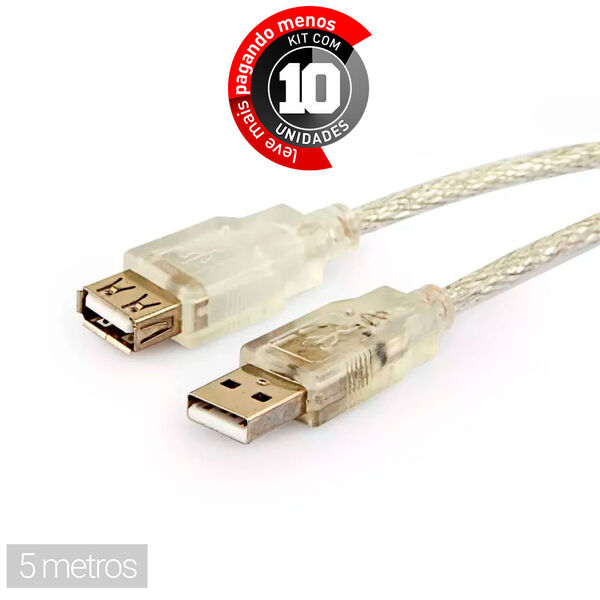 Kit Com 10 Cabo Extensor Usb Macho Fêmea - 5 Metros | Leroy Merlin
