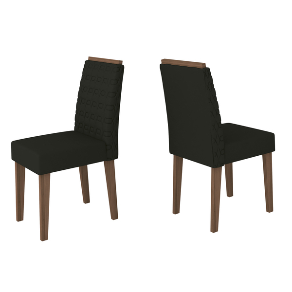 Kit Com 2 Cadeiras Para Mesa De Jantar Berlim Imbuia Preto Vl07 New Ceval | Leroy Merlin
