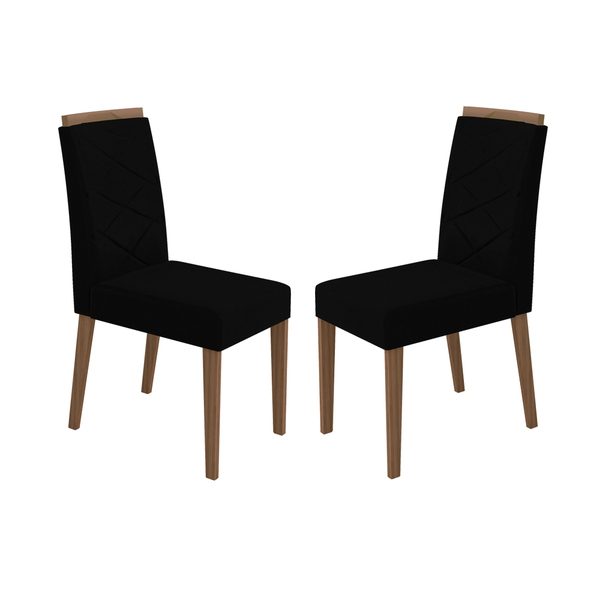 Kit Com 2 Cadeiras Para Mesa De Jantar Caroline Imbuia Preto Vl07 New Ceval | Leroy Merlin