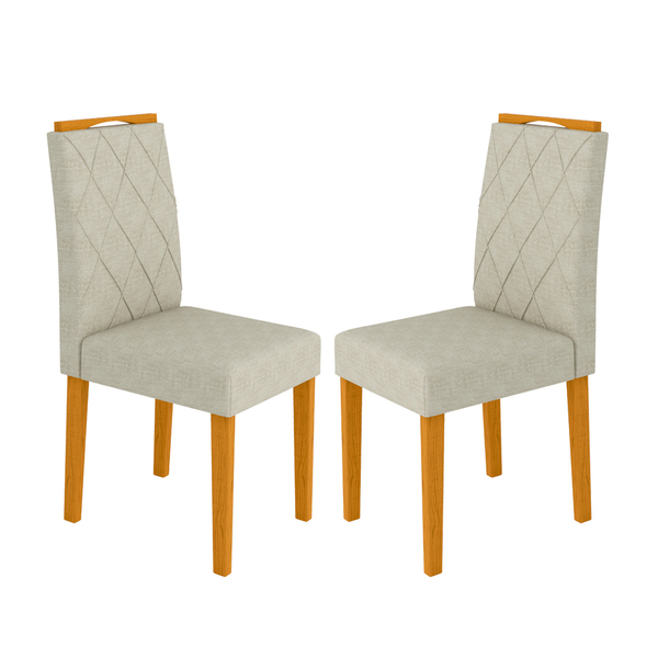 Kit Com 2 Cadeiras Para Mesa De Jantar Isabela Cor Ype Linho Marrom Claro Tl13 New Ceval | Leroy ...