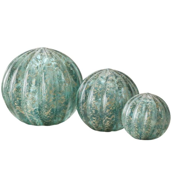 Kit Com 3 Esferas Murano Azuis Com Dourado - Tamanhos P, M E G | Casa ...
