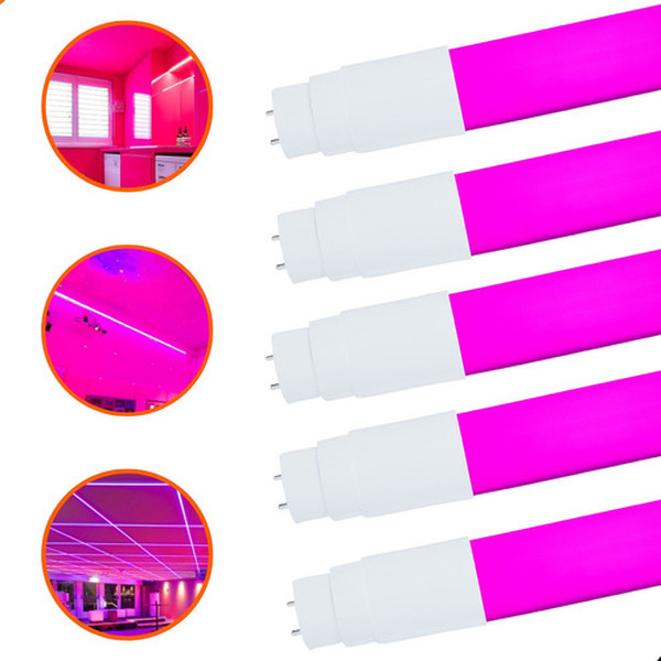 Kit com 5 Lâmpadas Tubulares LED T8 20W 120cm – Cor Rosa | Leroy Merlin