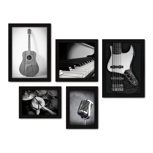 Kit Com 5 Quadros Decorativos - Instrumentos Musicais - Música - Escola ...