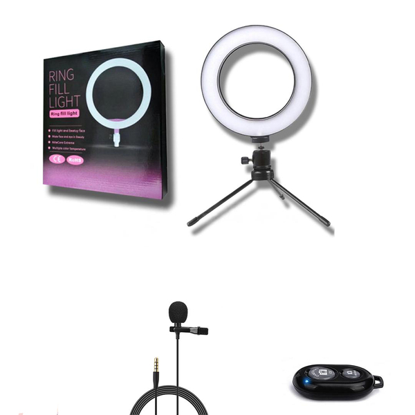 Kit Completo Ring Light 6" e Tripé de 16cm + Microfone SF-666 ...