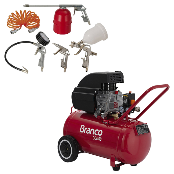 Kit Compressor De Ar 50 Litros + Jogo 5 Peças Branco | Leroy Merlin