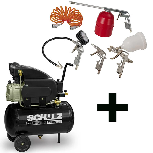 Kit Compressor De Ar 8,5 Pés 25 Litros 110v + Jogo 5 Peças Schulz ...