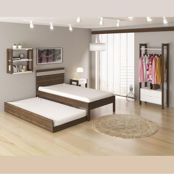 Kit Conjunto Cama De Solteiro Com Cabeceira E Bicama Cama Auxiliar ...