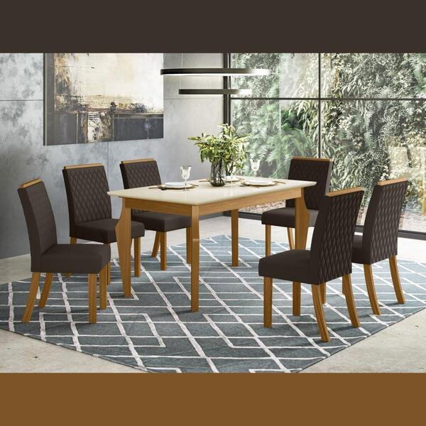 Kit Conjunto Mesa Ghala 160 Cm 6 Cadeiras Sala De Jantar Cozinha Mdf ...