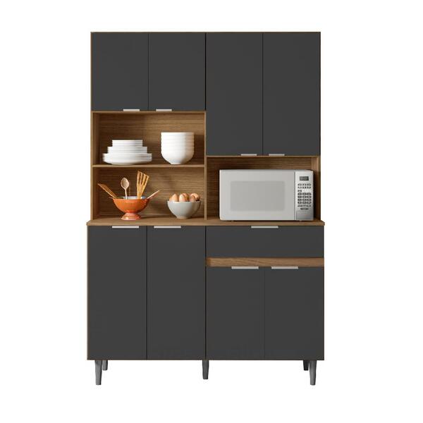 Kit Cozinha 8 Portas 1 Gaveta Singleton Carvalho Grafite | Leroy Merlin