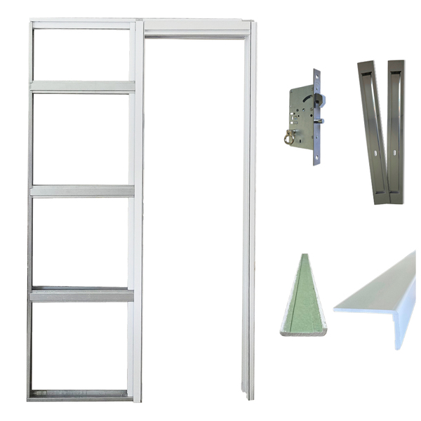 Kit Estrutura Basilare Para Porta de Correr Embutida De 62cm - Puxador ...