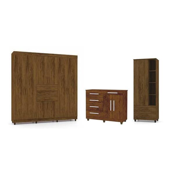 Kit Guarda Roupa, Estante E Cômoda Sirius Imbuia | Leroy Merlin