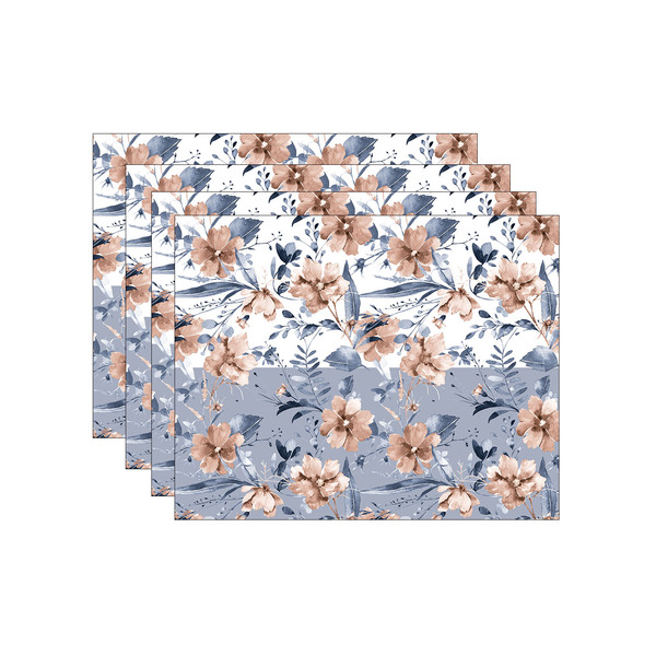 Kit Jogo Americano Floral/azul Branco - 4 Peças | Leroy Merlin