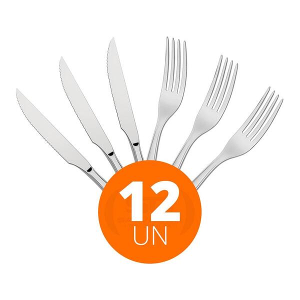 Kit - Jogo De Faca E Garfo Luxo Laguna 12 Peças Em Aço Inox Itop ...