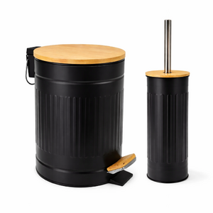 Kit Lixeira 3l Fluted E Escova Sanitária - Jolitex Mek Preto | Leroy Merlin