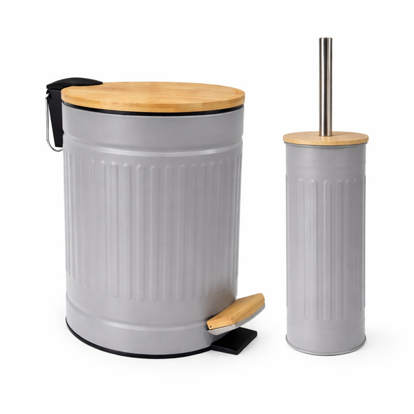 Kit Lixeira Fluted 5l E Escova Sanitária Jolitex Mek Cinza | Leroy Merlin