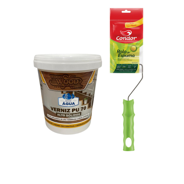 Kit Marceneiro 6 - Verniz Pu 70 900ml + Rolo De Espuma 5cm Condor ...