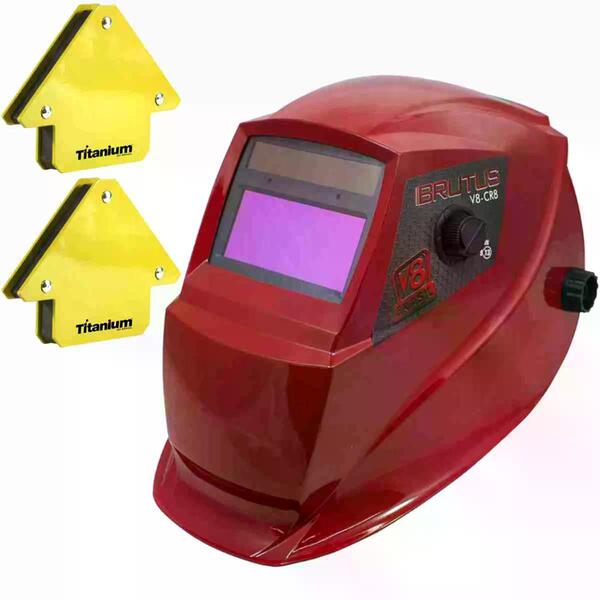 Kit Máscara De Solda Automática Com Regulagem Din 9 A 13 Brutus V8 Brasil + Esquadro Magnético ...