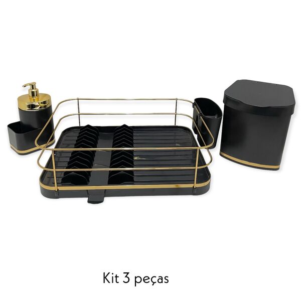 Kit Pia Cozinha Future 3pçs Preto Com Dourado | Leroy Merlin