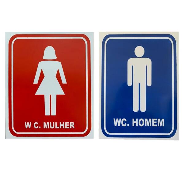 Kit Placa Banheiro Sinalização Wc Feminino Masculino | Leroy Merlin