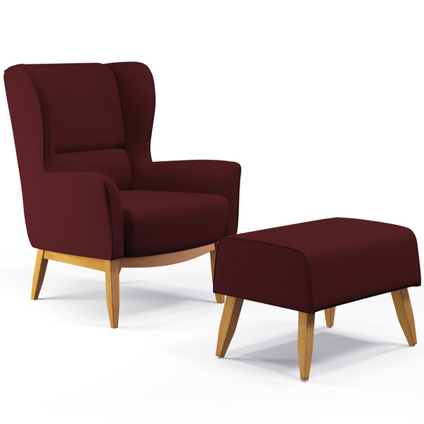 Kit Poltrona Decorativa Milena D02 Com Puff Viseo Veludo Marsala D-278 ...