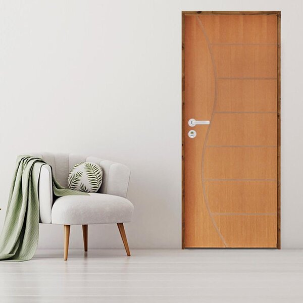 Kit Porta De Madeira 210x62cm Batente 14cm Fechadura Stilo Belissima 12 ...