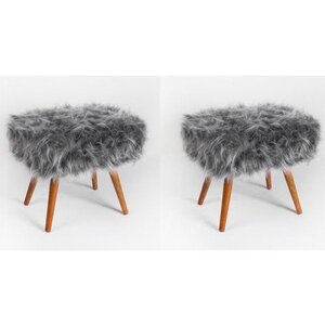 Kit Puff Puf Pufe Luxo Decorativo Retangular Pelucia Plush Cinza ...