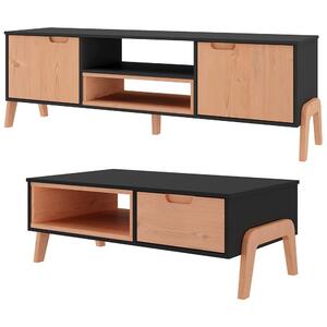 Kit Rack Para Tv 50 Polegadas E Mesa De Centro Grafite Pinus Hec ...