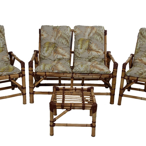 Kit Sofá E Cadeiras De Bambu 4 Lugares Com Almofadas | Leroy Merlin