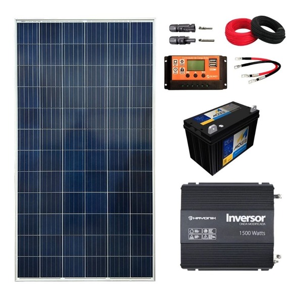 Kit Solar Off-grid 335w Com Inversor Hayonik 1500w 24v/127v E Bateria ...