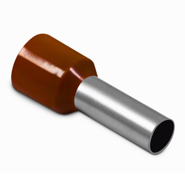 Kit Terminal Pré-isolado Tubular Simples Longo 10mm² | Marrom | 100 ...